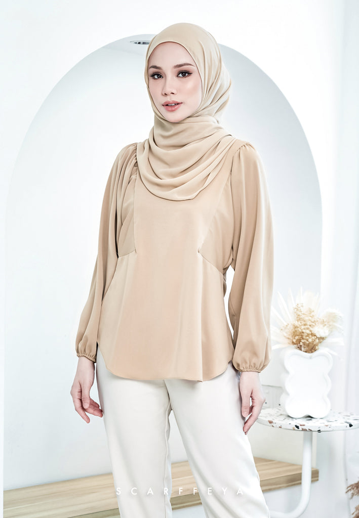 ZENIA EXECUTIVE BLOUSE (NUDE BROWN) – Scarffeya | Malaysia’s Best Clothing Brand