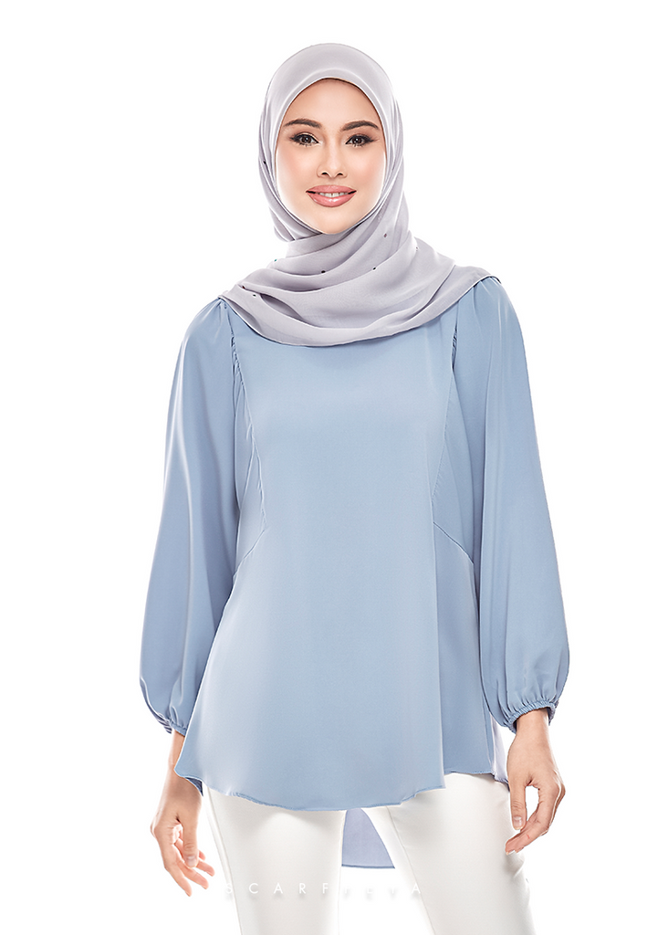 ZENIA EXECUTIVE BLOUSE (POWDER BLUE) – Scarffeya | Baju Pejabat | Suit ...